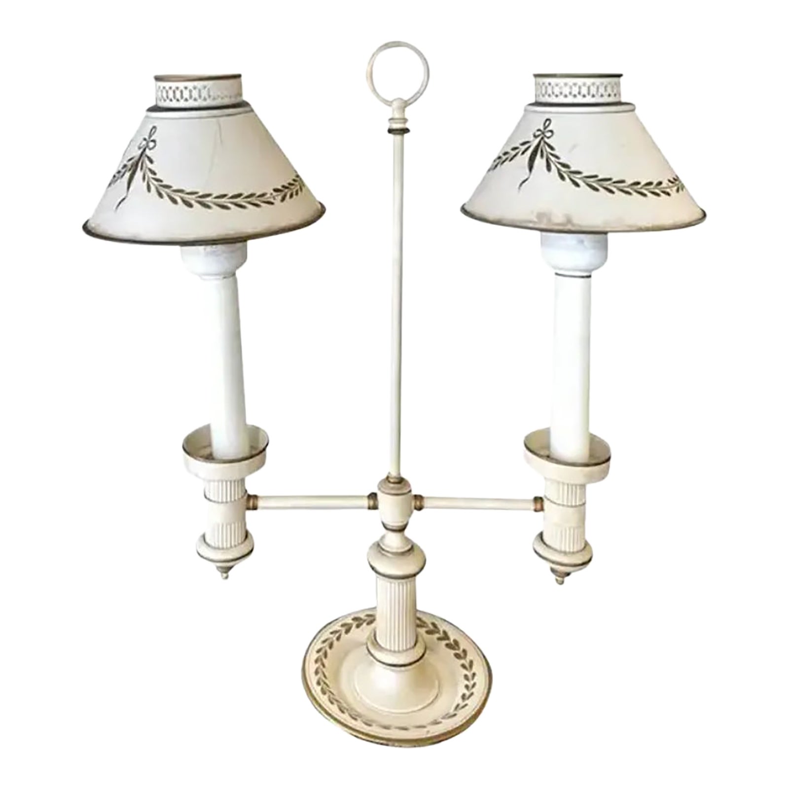 Mid Century Toleware Double Shade Lamp | Chairish