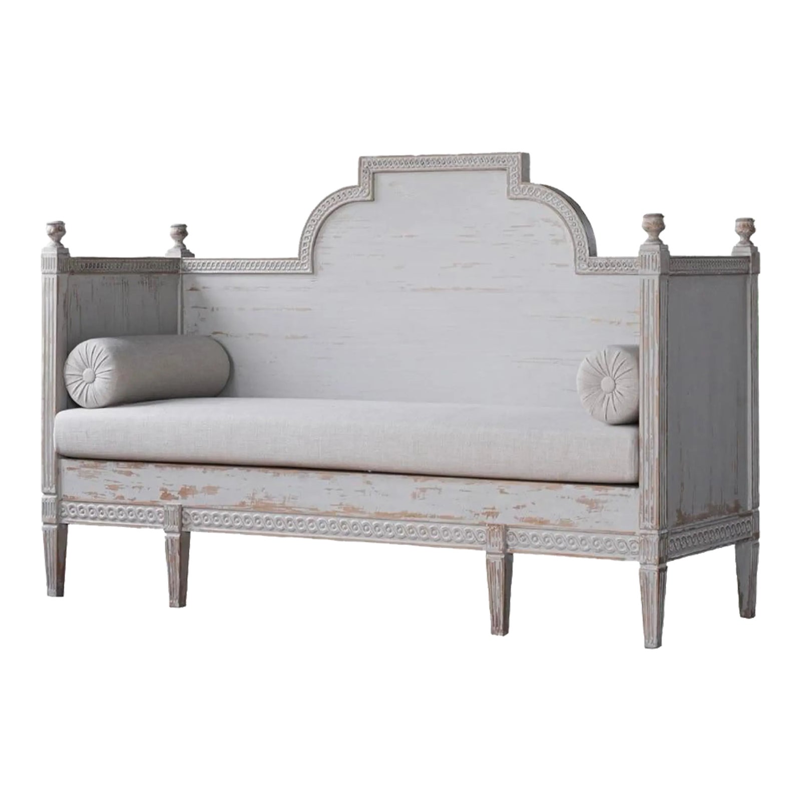 Matthew Izzo Home Diana Painted Wood and Upholstered Sofa | Chairish