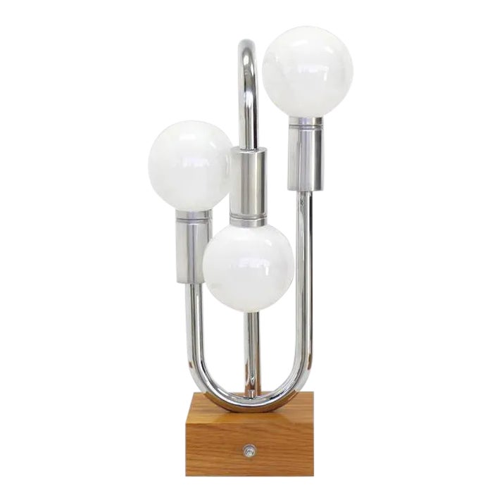 Chrome Bent Tube Design Mid-Century Modern Table Lamp | Chairish