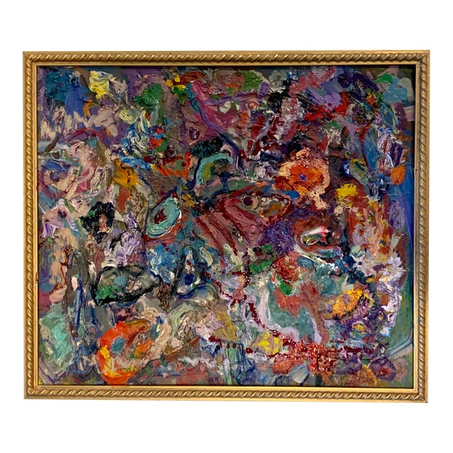 Stranger Things, Abstract Mixed Media Oil Painting, Framed | Chairish