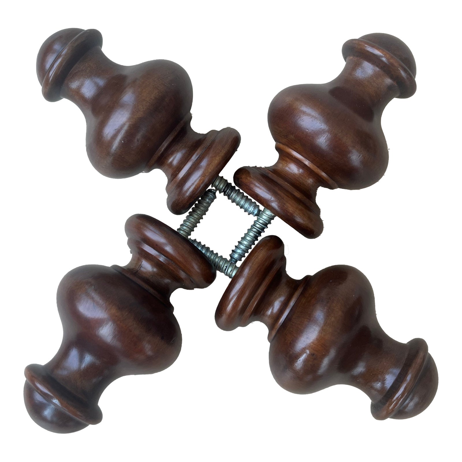 Fence Post, Stair Railing or Couch Finials in Walnut Wood Finish- Set ...