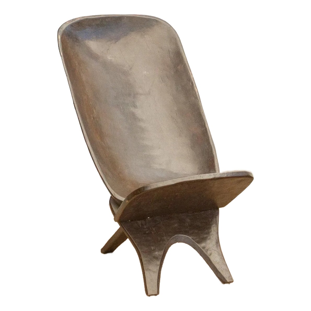 Patinated Brown Senufo Ceremonial Club Chair | Chairish