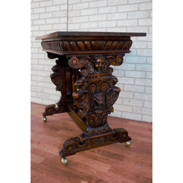 Antique Italian Renaissance Revival Figural Console Table | Chairish