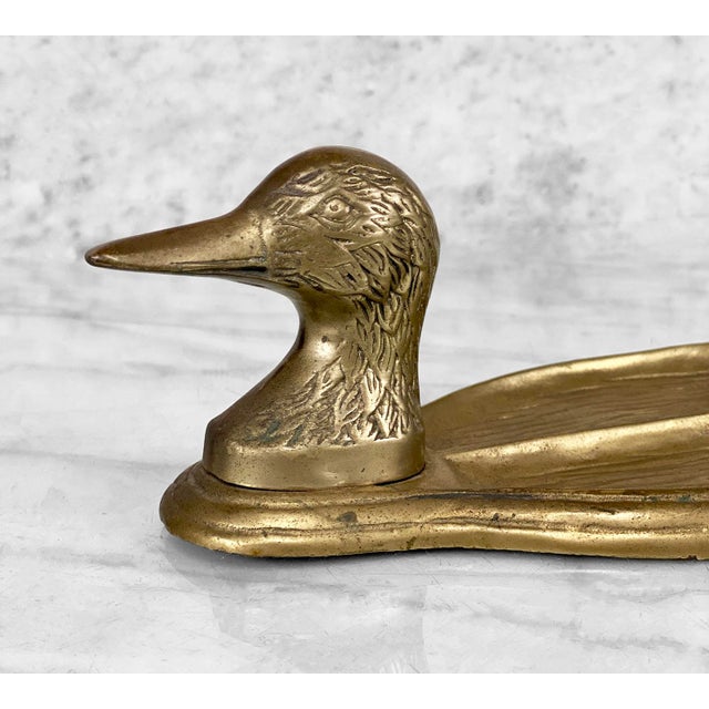 Vintage Traditional Brass Mallard Duck Library Desk Set Organizer Tray ...