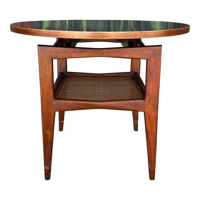 Jens Risom Two Two-Tiered Caned Side Table | Chairish