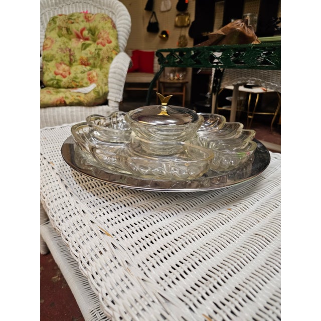 Mid Century Modern Chrome and Glass Lazy Susan Server | Chairish