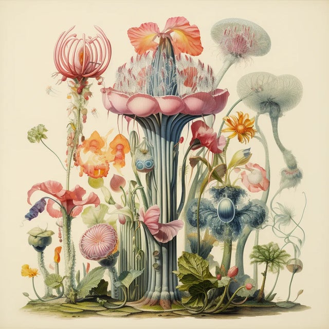 18' X 18' Framed 'Flowers' Botanical Print, 'Hortus Floridus' Style ...