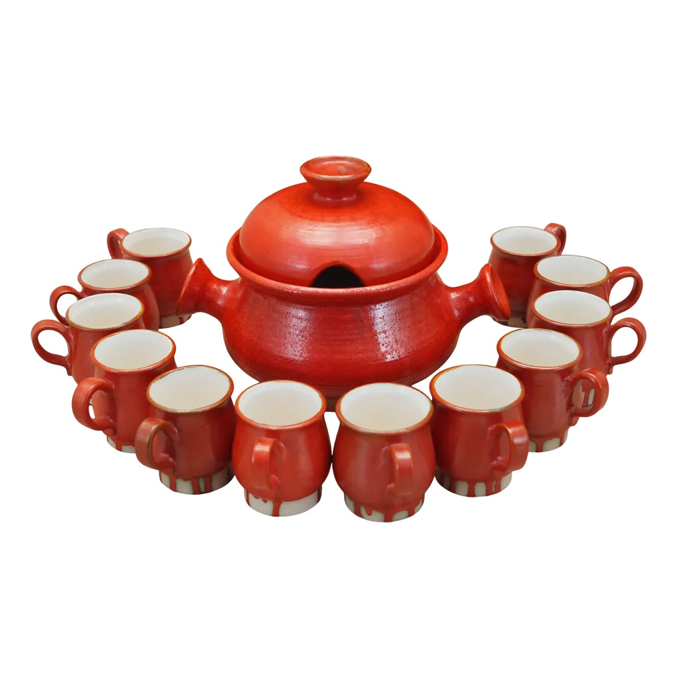 Danish Ceramic Punch Set, 1960s, Set of 13 | Chairish