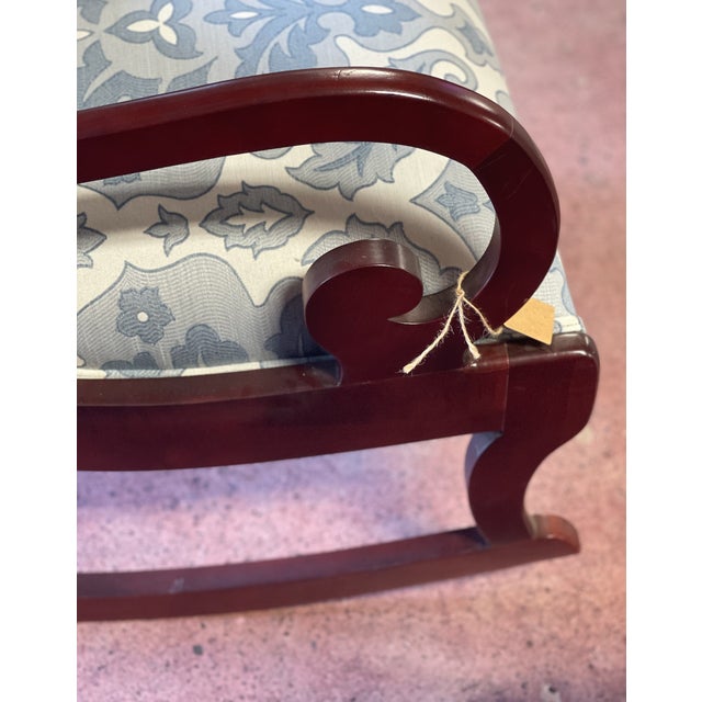 1960s Upholstered Cherry Rocking Chair | Chairish