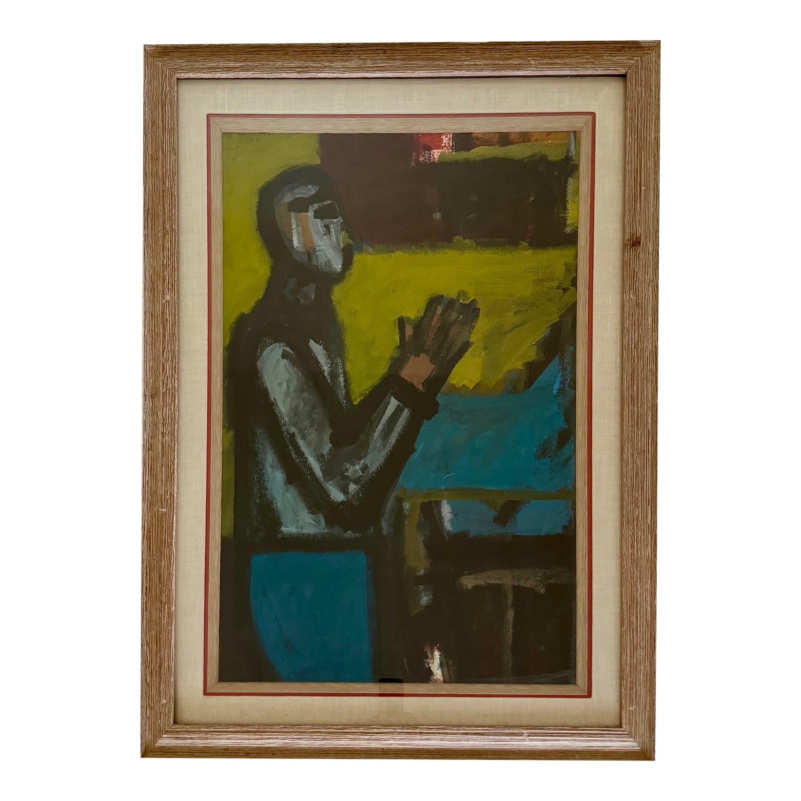 1970s David Rich Acrylic Painting on Paper, Framed | Chairish