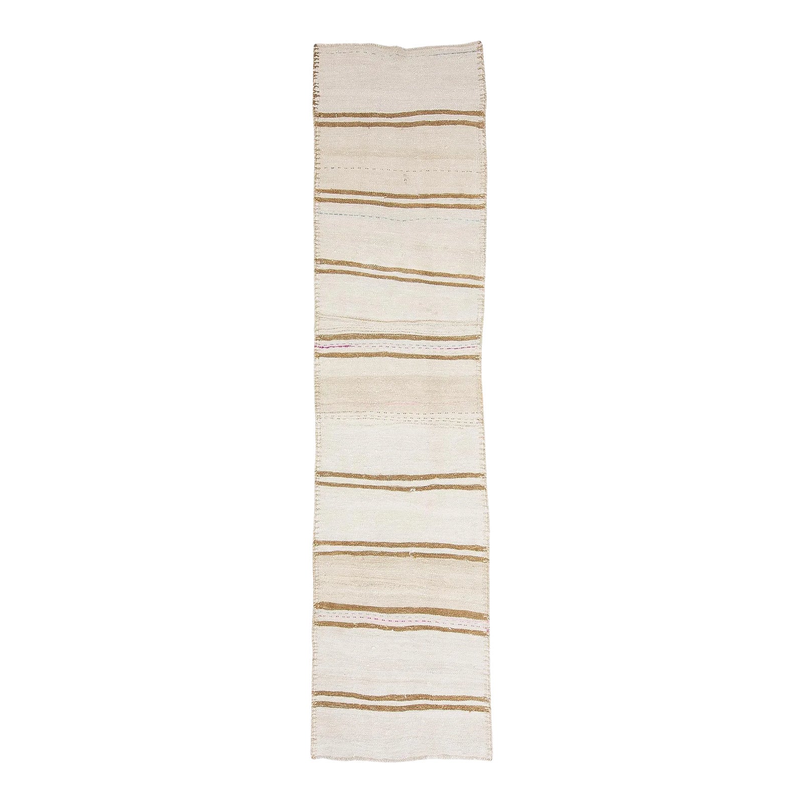 Vintage White & Brown Kilim Rug | Chairish
