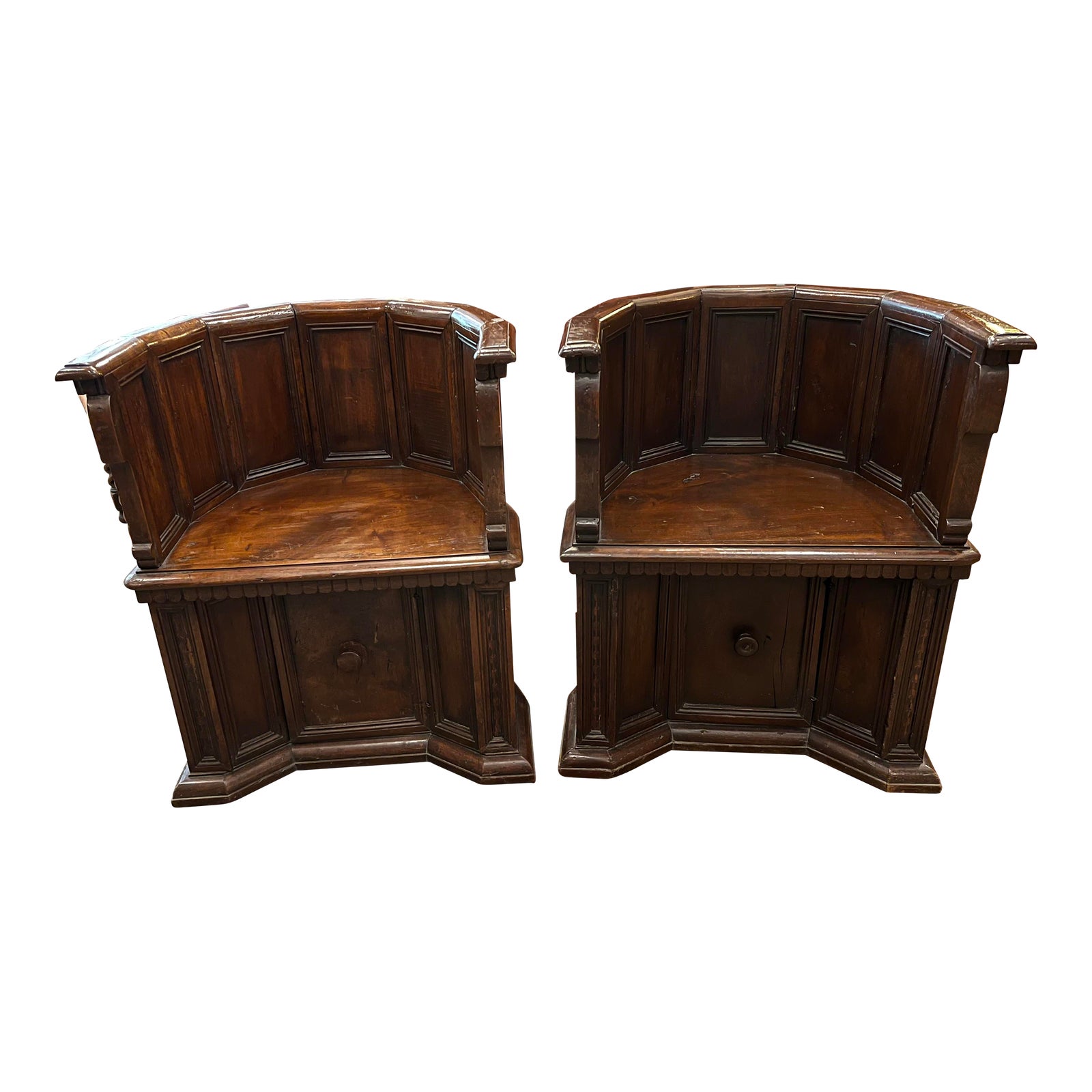 Early 18th Century Antique Walnut Italian Choir Chairs - a Pair | Chairish