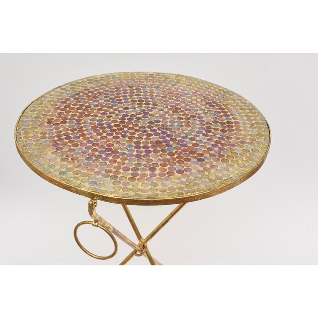 Vintage Gold Leaf Over Iron Mosaic Glass Side Folding Table With Ring ...