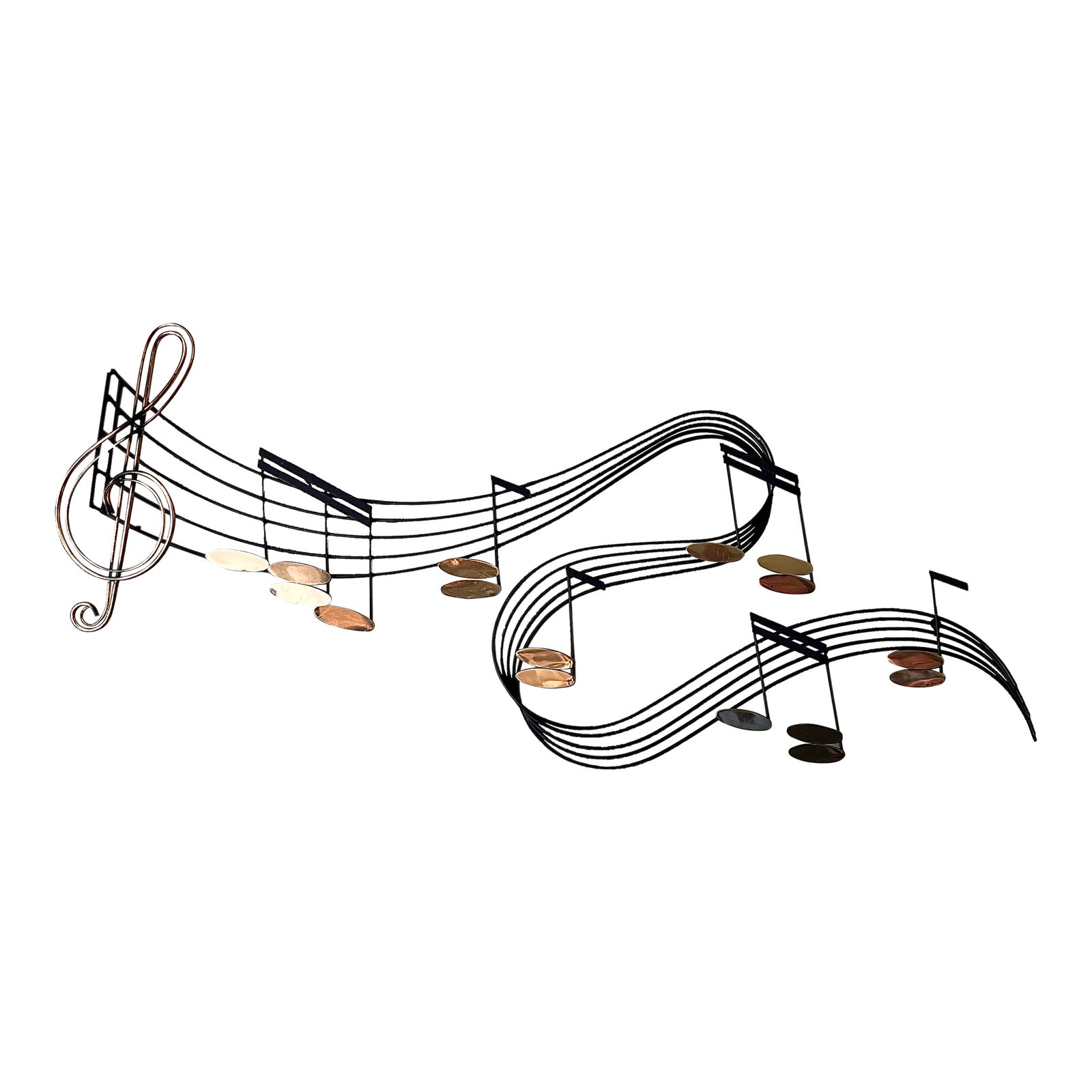 Curtis Jere Music Notes Hanging Metal and Brass Sculpture, Vintage ...