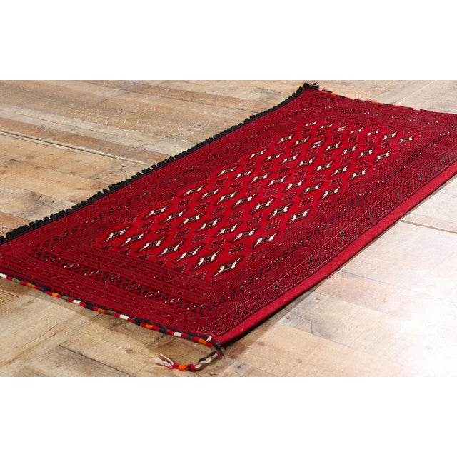 Vintage Red Persian Turkoman Rug - 02'04 X 04'07 | Chairish