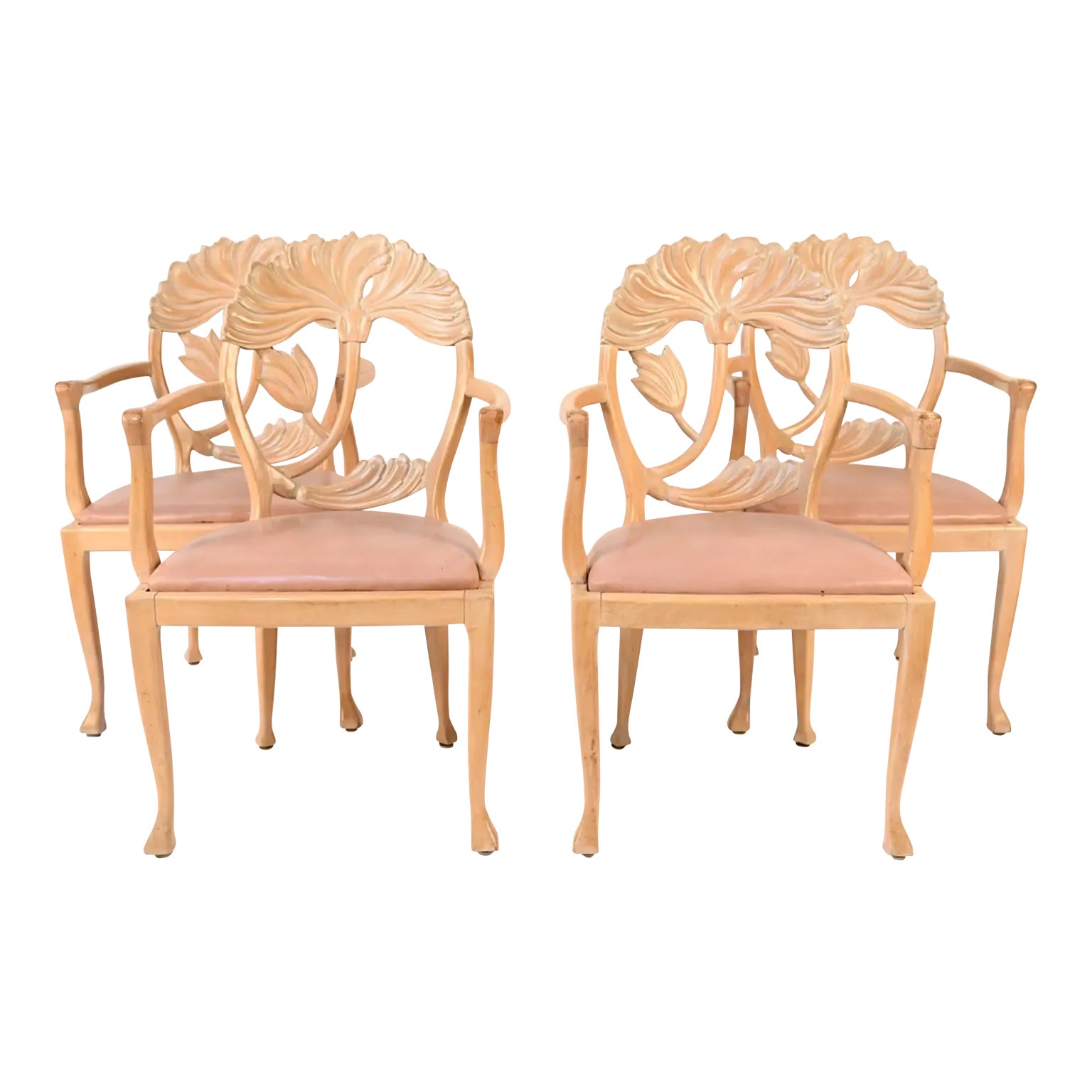 Vintage Carved Back Italian Armchairs in the Manner of Phyllis Morris ...