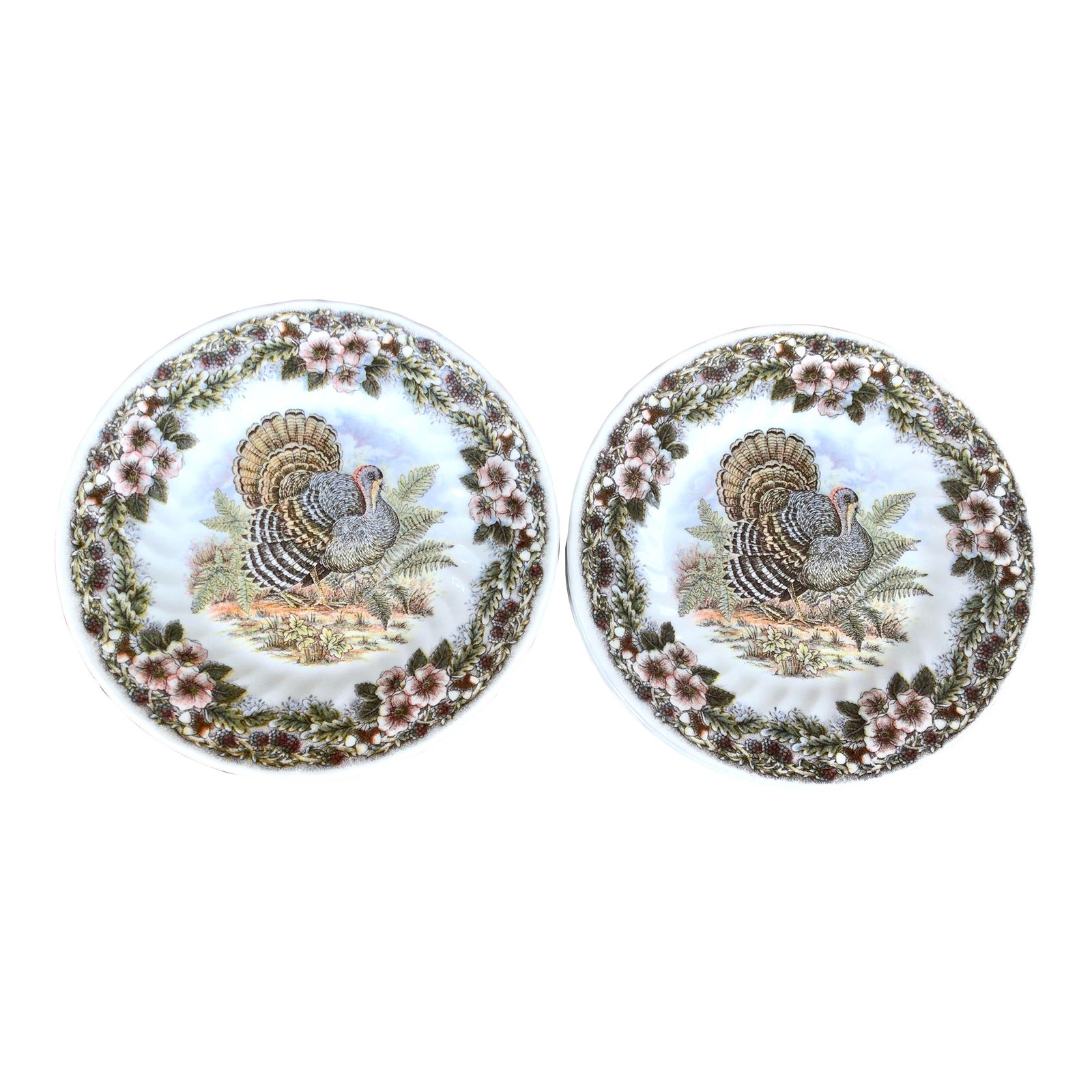 Set of 8 Vintage Thanksgiving Turkey Motif Plates by Churchill, Made in ...