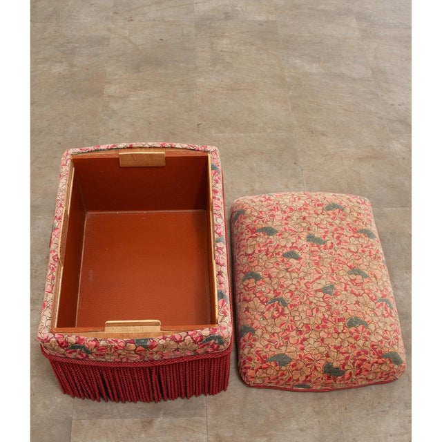 Early 20th Century Vintage Upholstered Storage Stool with Fringe | Chairish