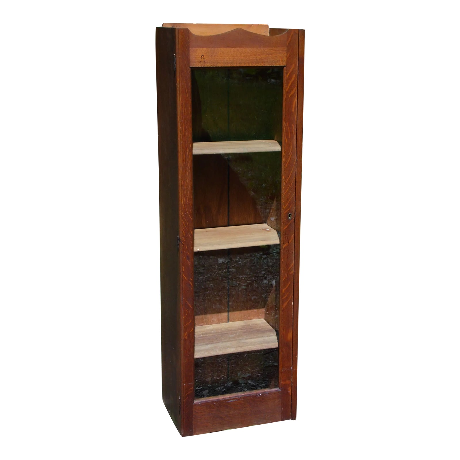 Antique Solid Oak Glass Front Chimney Cabinet Bookcase Display Case ...