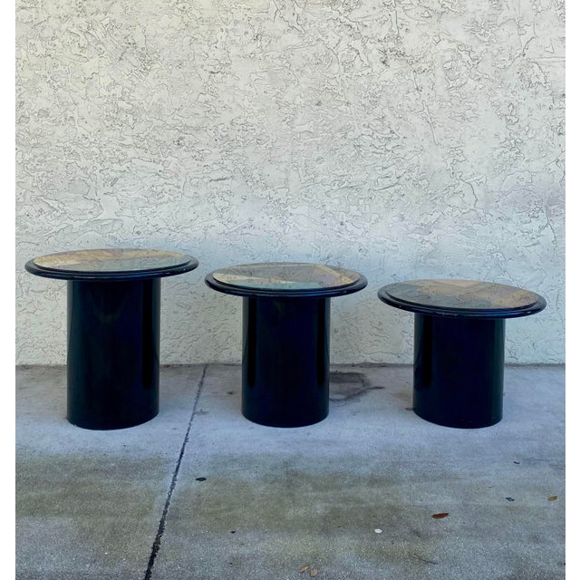 Postmodern Signed Painted Abstract Lacquered Staggered Tables - Set of ...