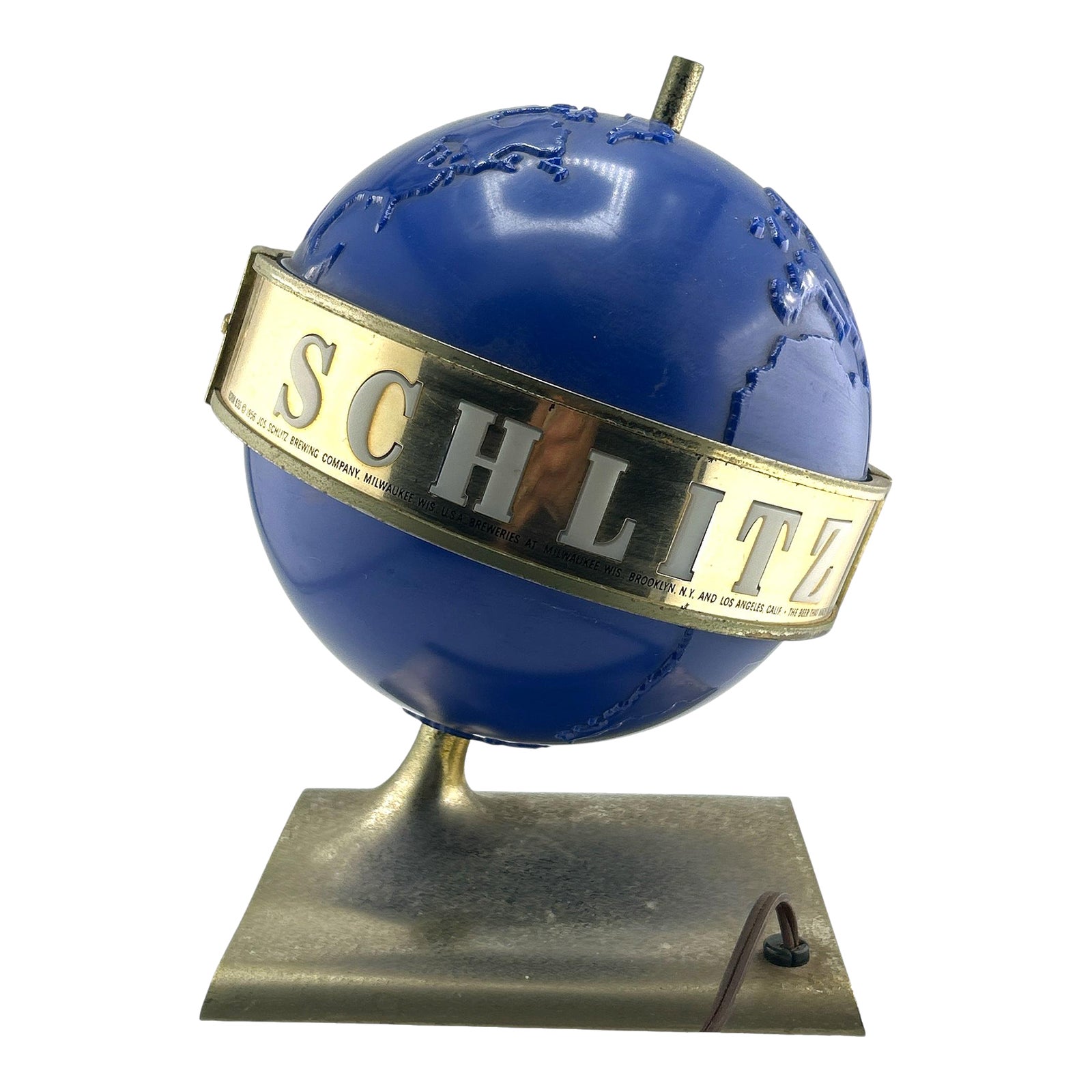 Vintage 1956 Schlitz Beer Salesman Sample Rotating Globe Desk Lamp ...
