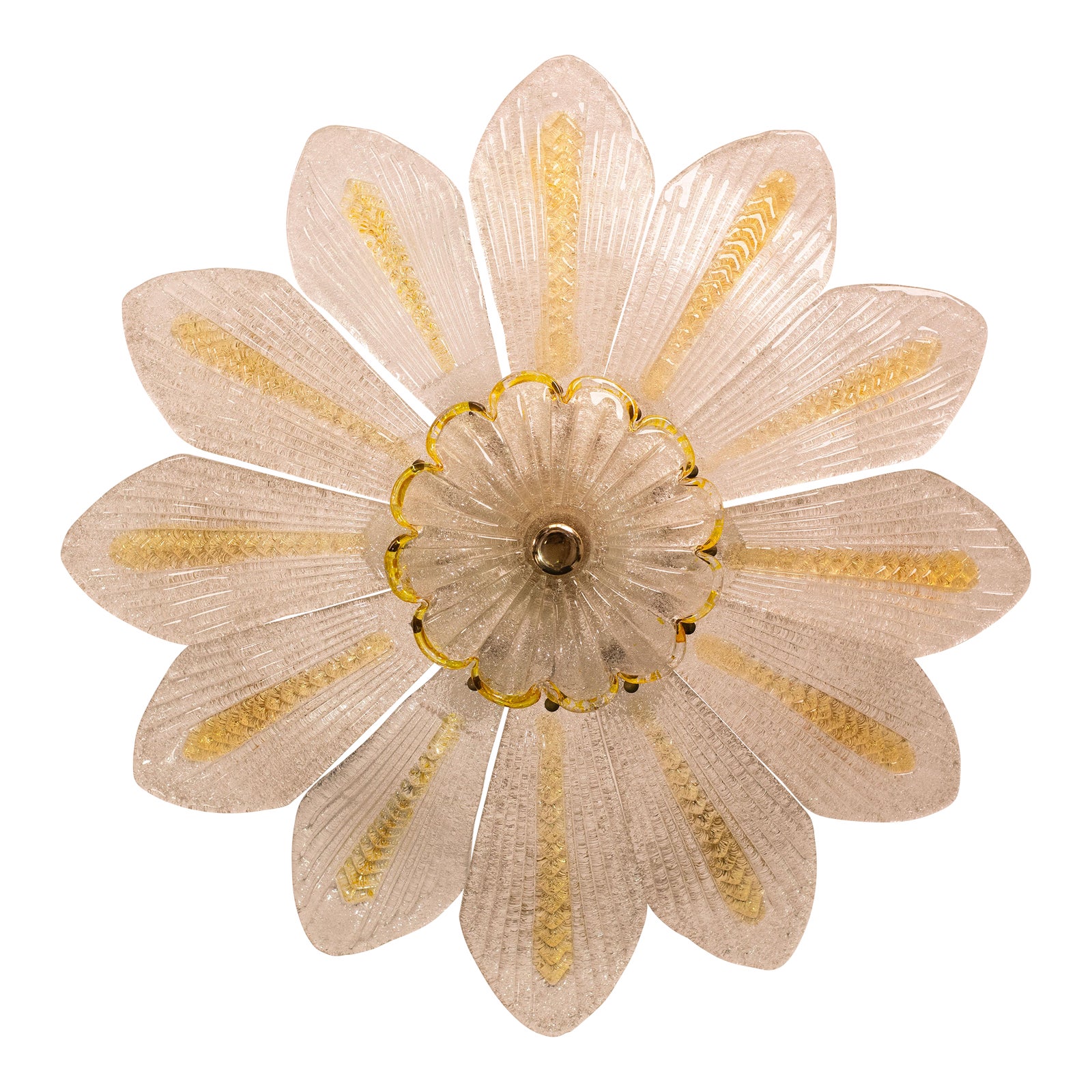 1970s Florence Yellow Large Size Sunflower Murano Glass Ceiling Light ...