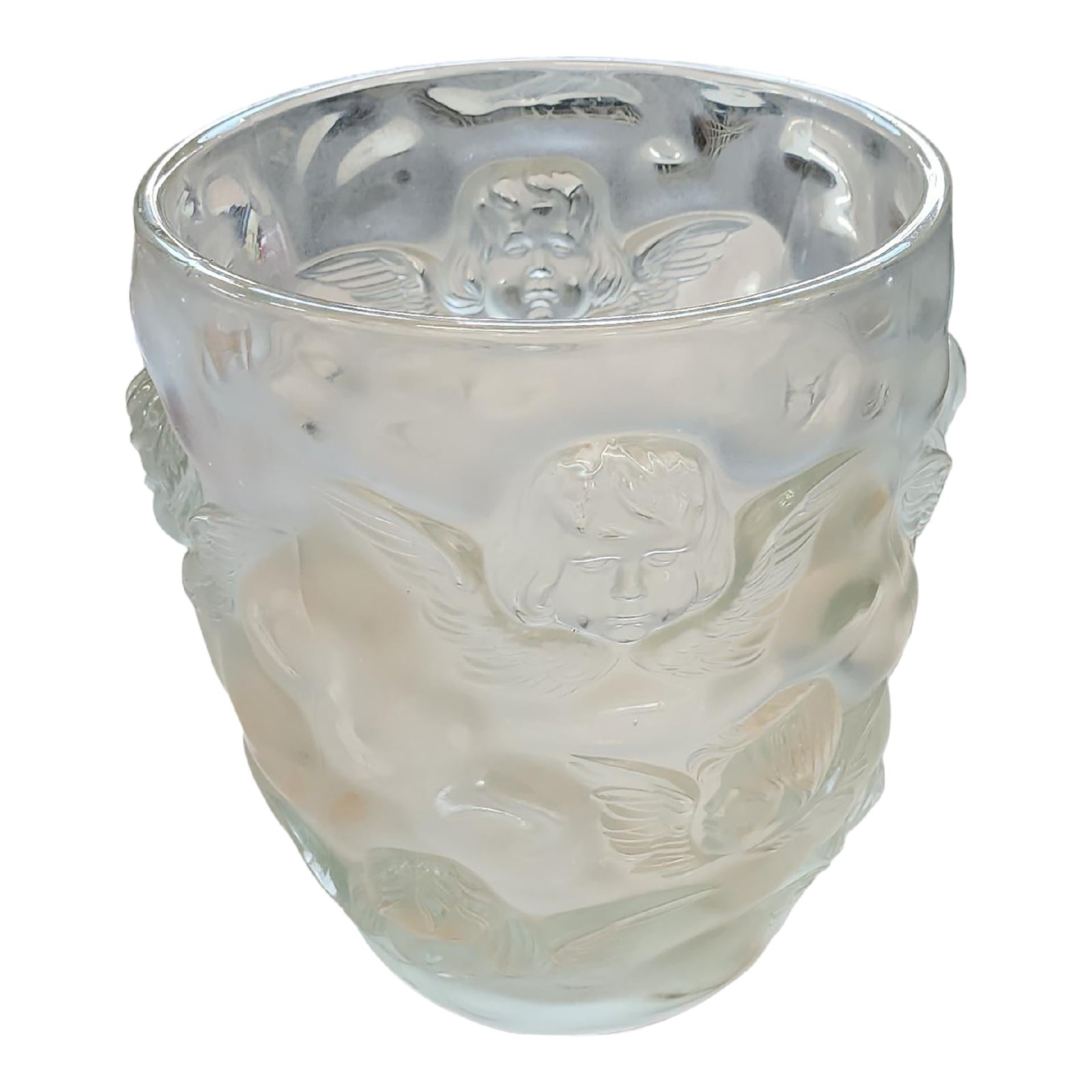 Vintage Lalique/Sabino Style Frosted Glass Cherub Putti Vase ~ 2 of 2 ...
