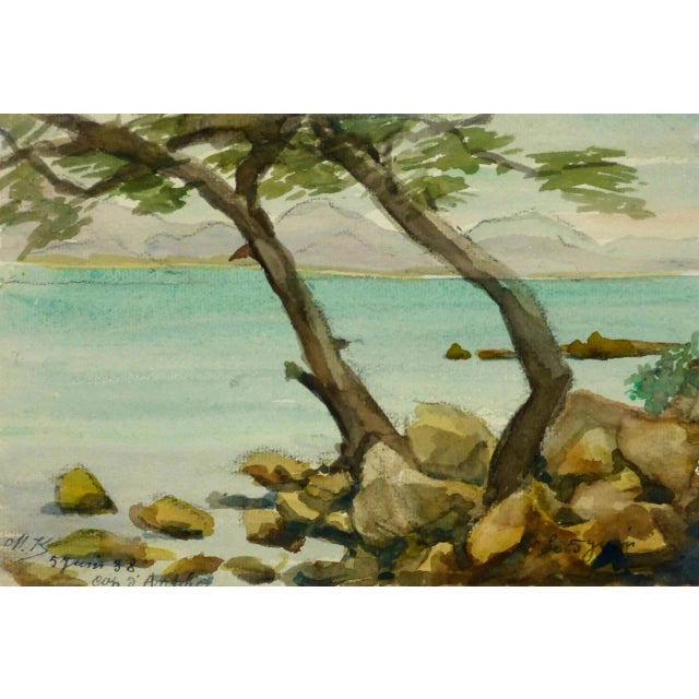 M. Kesseler, Vintage French Watercolor Landscape - Côte d'Azur | Chairish