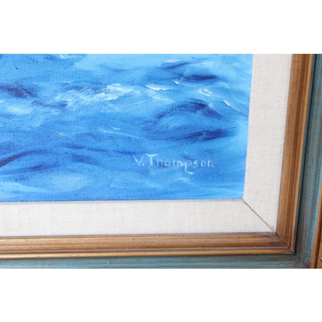 Framed 1960's Coastal Ship Sea Scape Oil Painting | Chairish