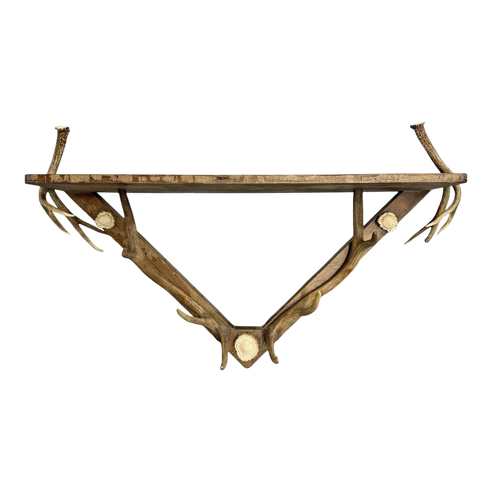 Vintage Elk Antler Hat and Coat Rack With Shelf | Chairish