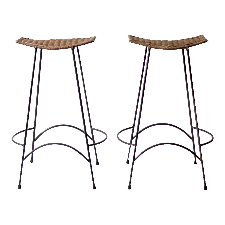 Arthur Umanoff Style Bar Stools Pair | Chairish