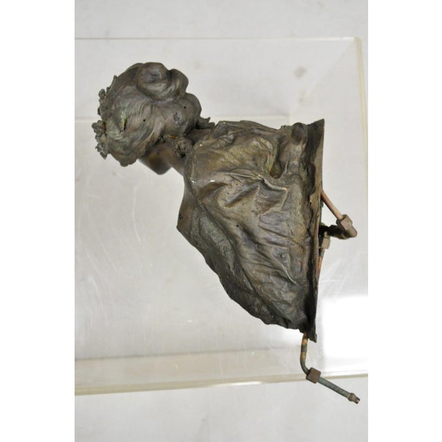 Antique French Victorian Bronze Female Bust Wall Mounted Garden Water ...