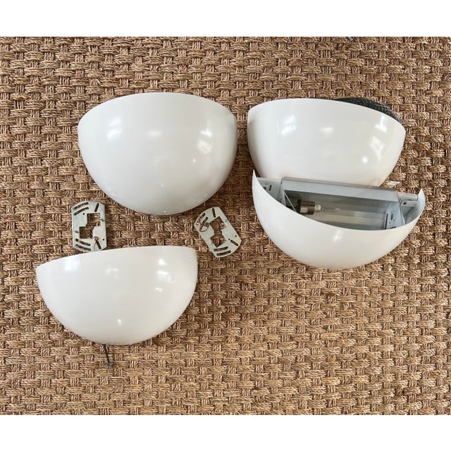 1960s Lightolier White Steel Half Circles Sconces, Signed With Paper ...