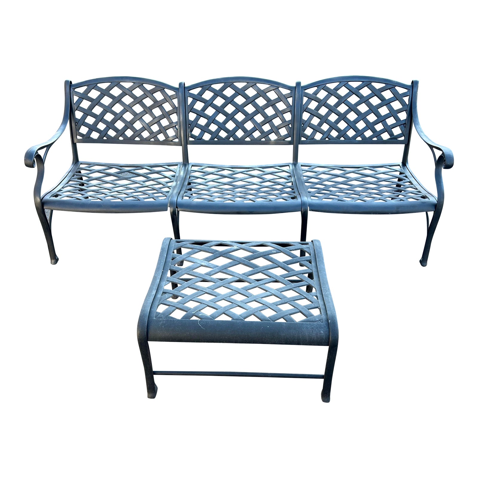 Cast Aluminum Hanamint Bench and Ottoman ** | Chairish