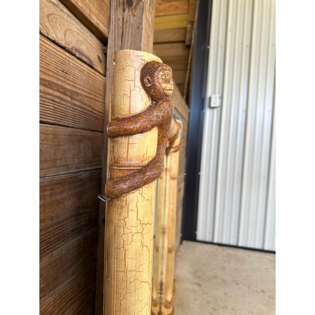 Late 20th Century Sculptural Faux Bamboo Monkey Wall Mirror | Chairish