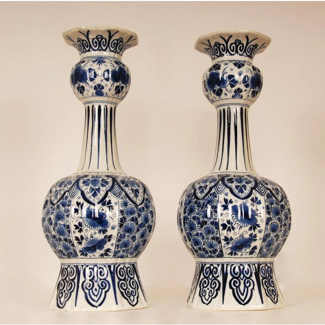 Antique Royal Delft Vases Chinoiserie Blue White Knobble Vases ...