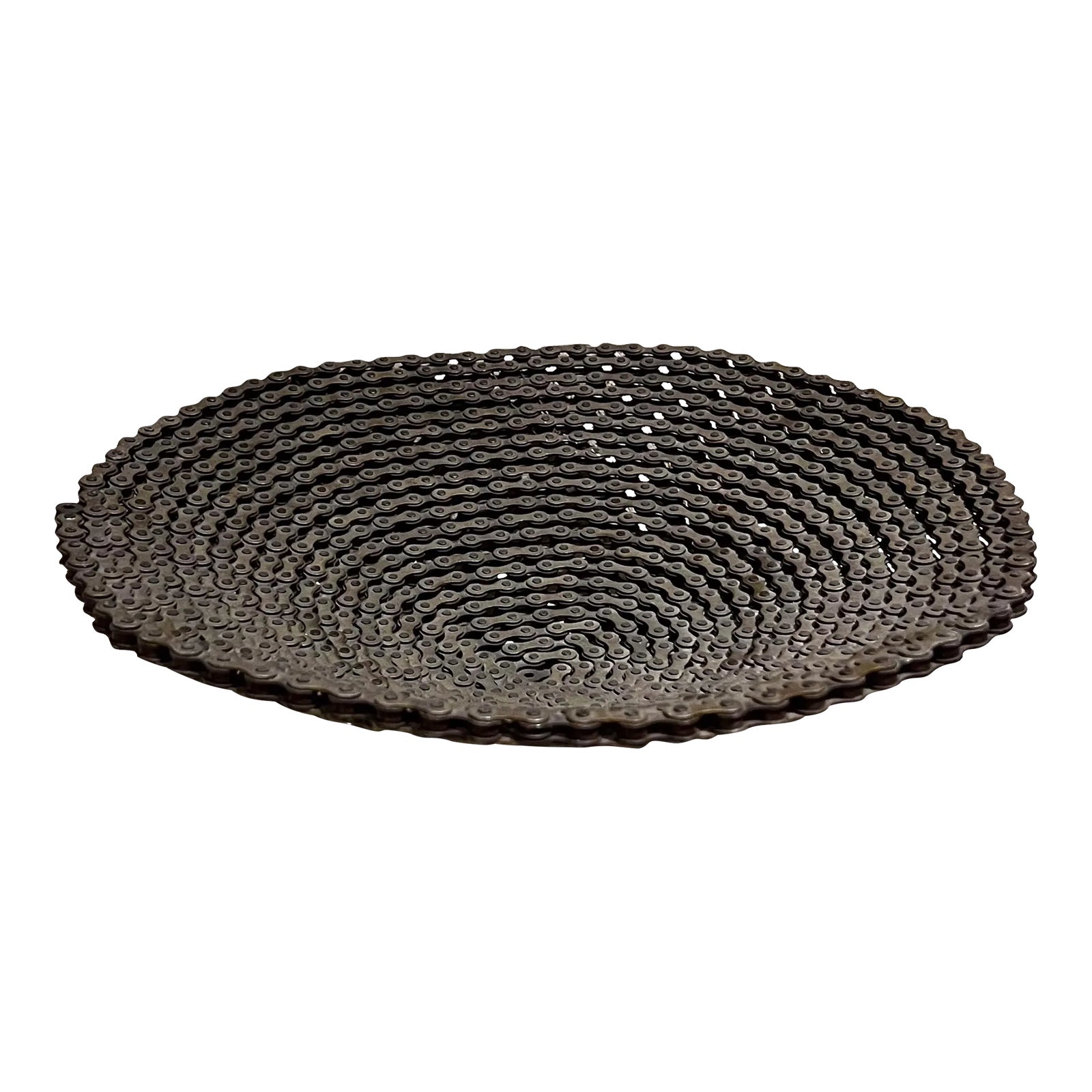 1970s Studio Art Hand Crafted Bike Chain Bowl | Chairish