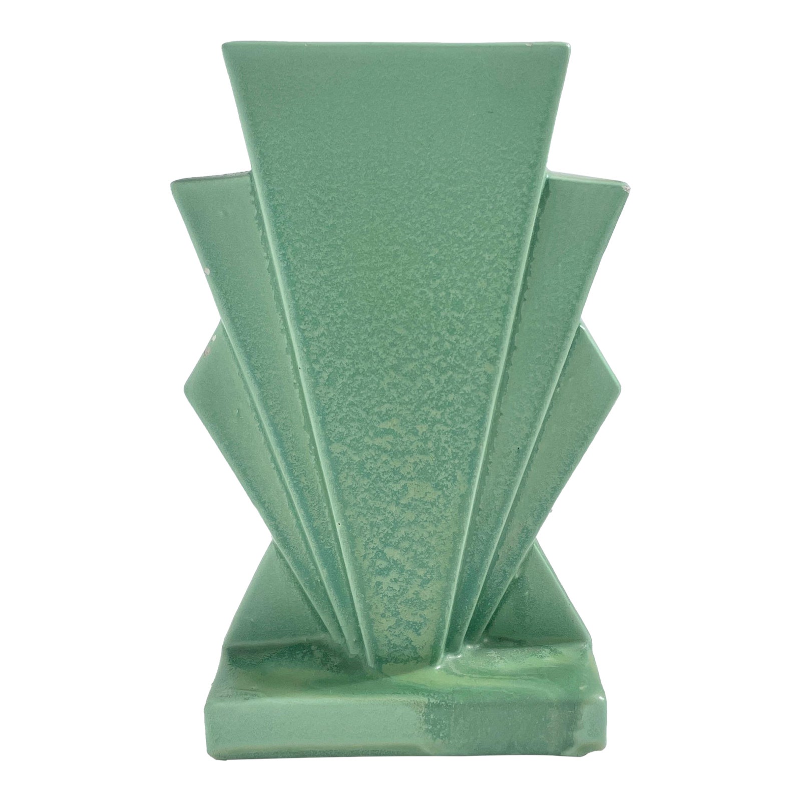 1940’s Art Deco Style Jade Green Ceramic Vase | Chairish