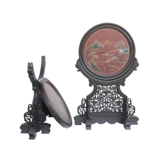 Oriental Tabletop Display Plaques- A Pair | Chairish
