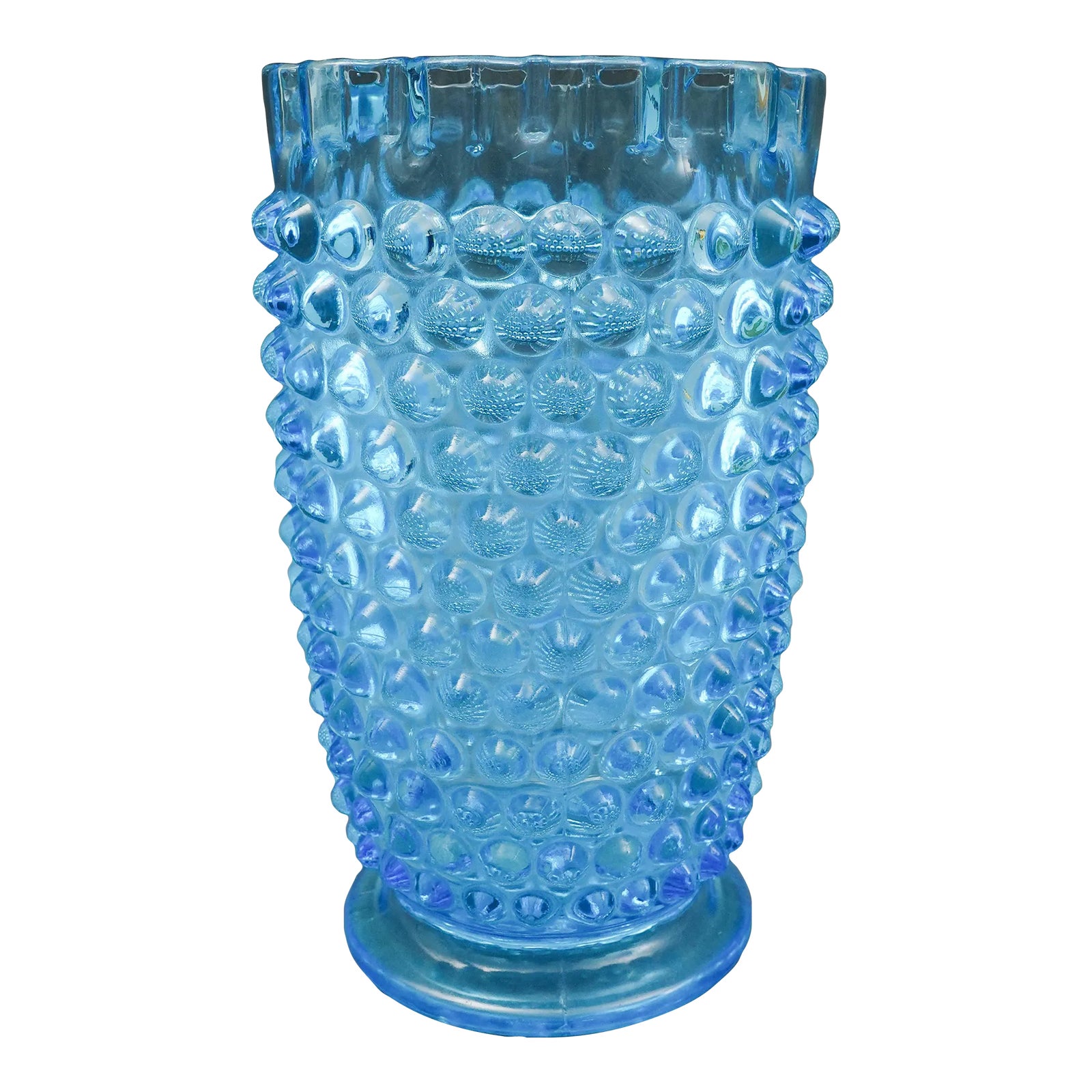 Late 19th Century Elson Glass Dew Drop Ruffled Edge Blue Hobnail Glass ...