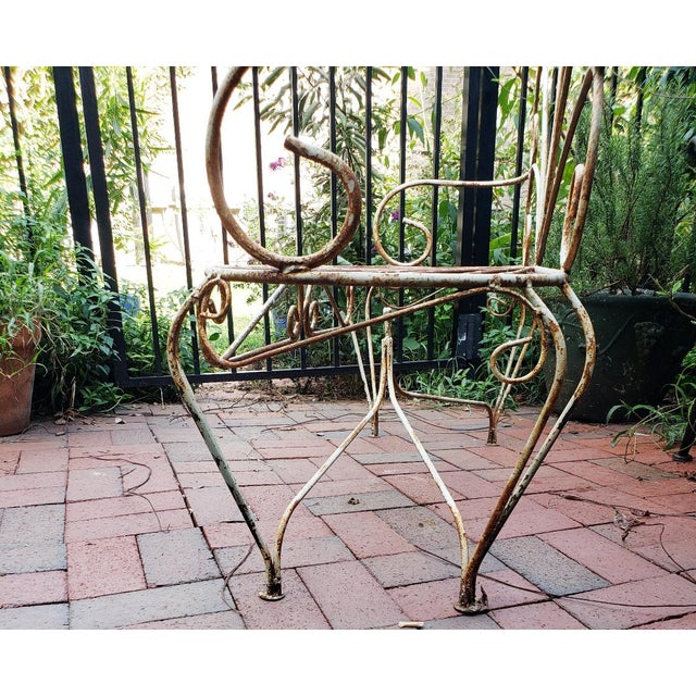 Vintage Wrought Iron White Butterfly Garden Bench | Chairish