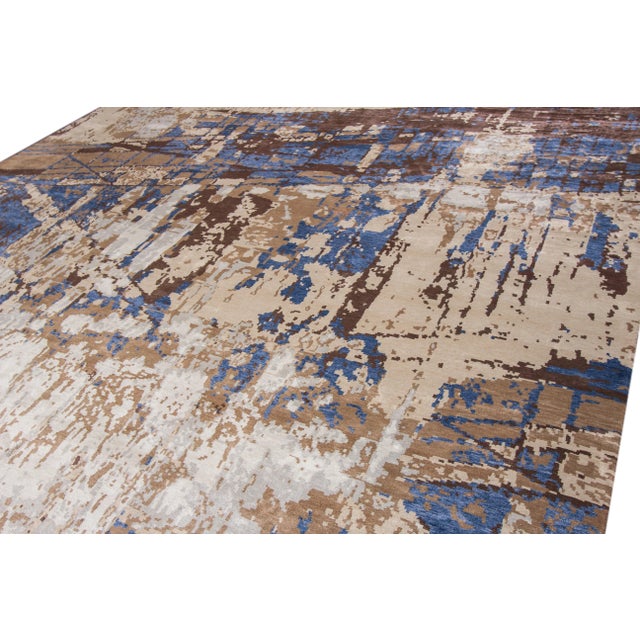 21st Century Modern Abstract Wool & Silk Rug 12 X 15 | Chairish