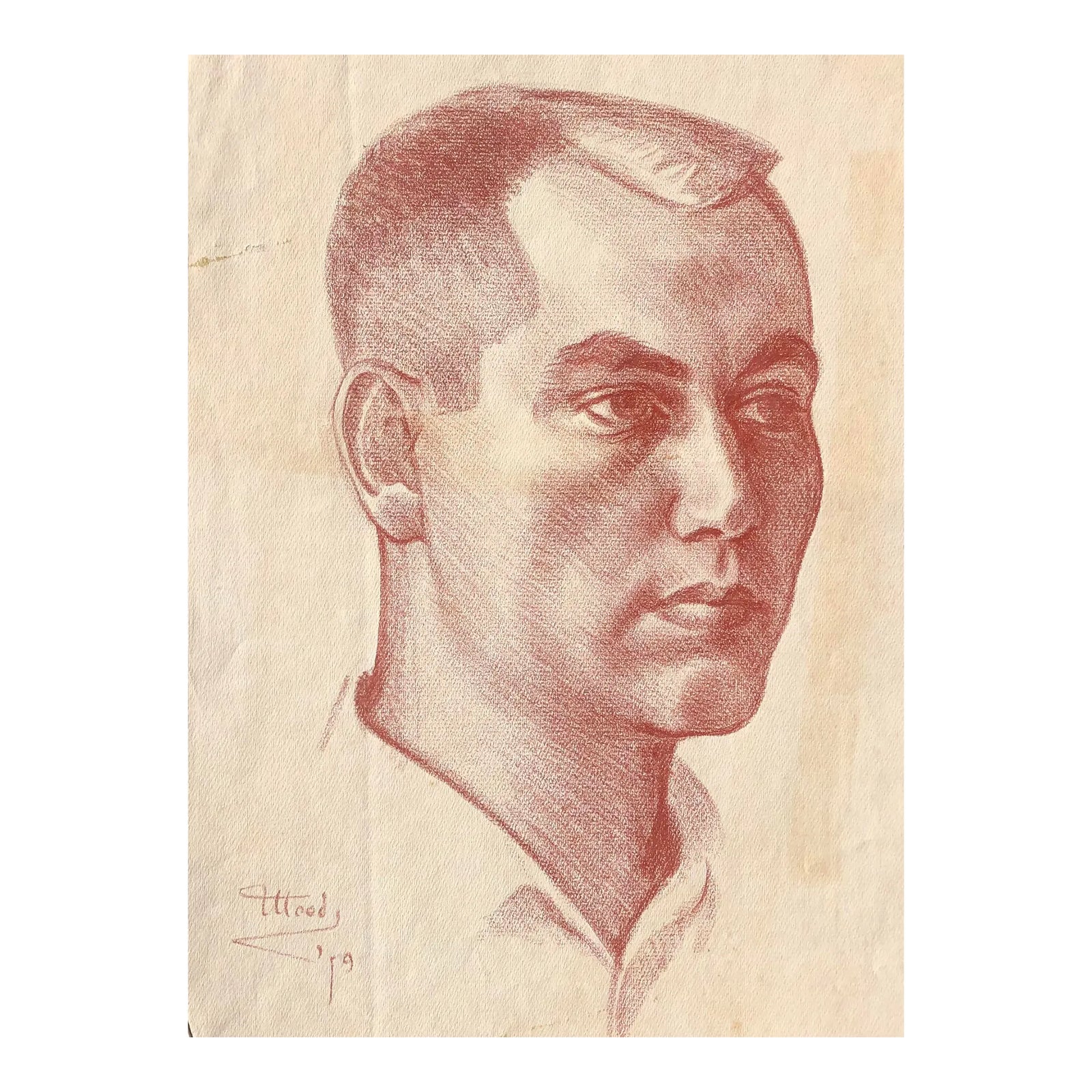 1959 Portrait of Man by Mood | Chairish