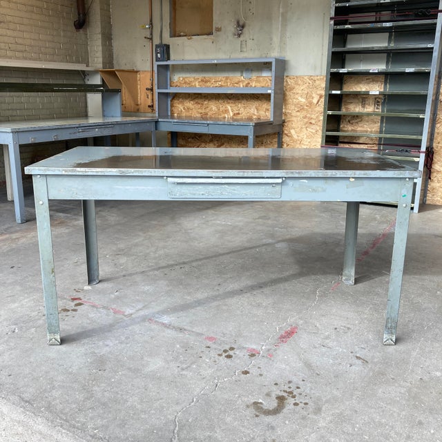 Industrial Steel Work Table Desk by Lyon Metal Products | Chairish