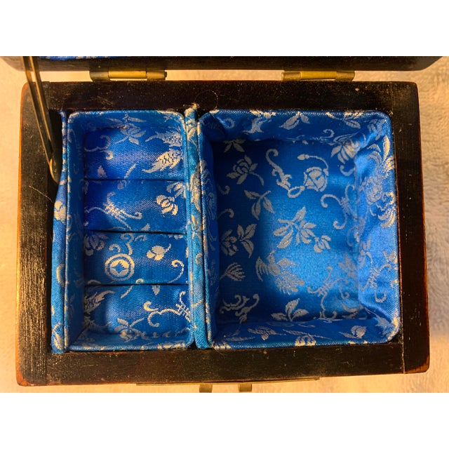 Late 19th Century Antique Chinese Jewelry Box, Dark Wood & Brass Carved ...