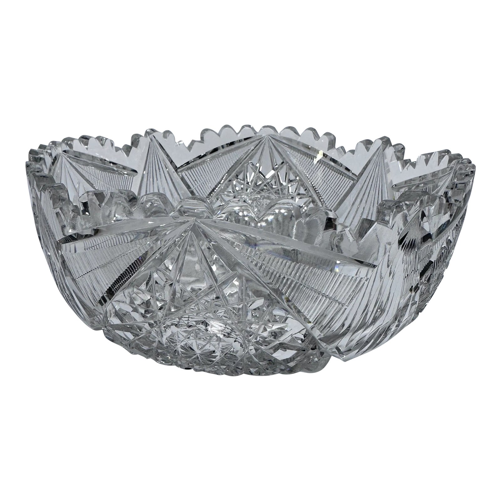 Antique Bergen Crystal Hand Cut Bowl American Brilliant Period Early ...