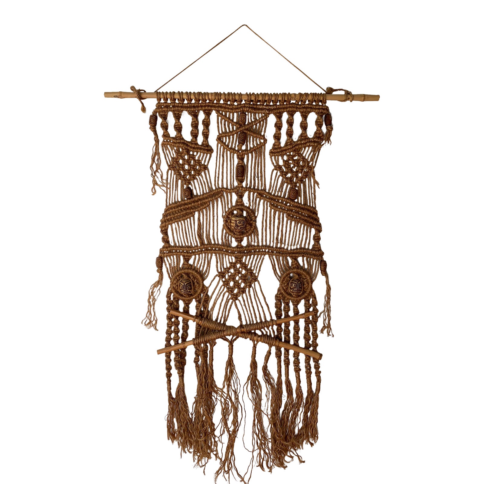 1970's Jute Rope Macramé Wall Hanging | Chairish