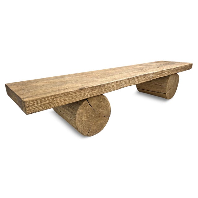 Elm Log Leg Coffee Table / Bench | Chairish