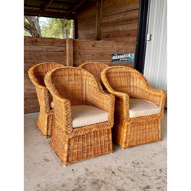 Vintage Organic Modern Rattan Braid Side Chairs by Michael Taylor for ...