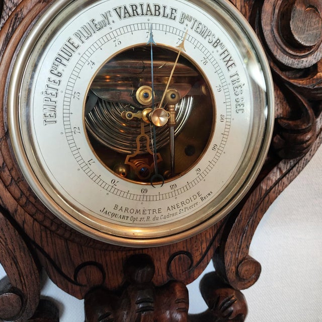 1880’s Large French Barometer Thermometer, Weather Station With Carved ...